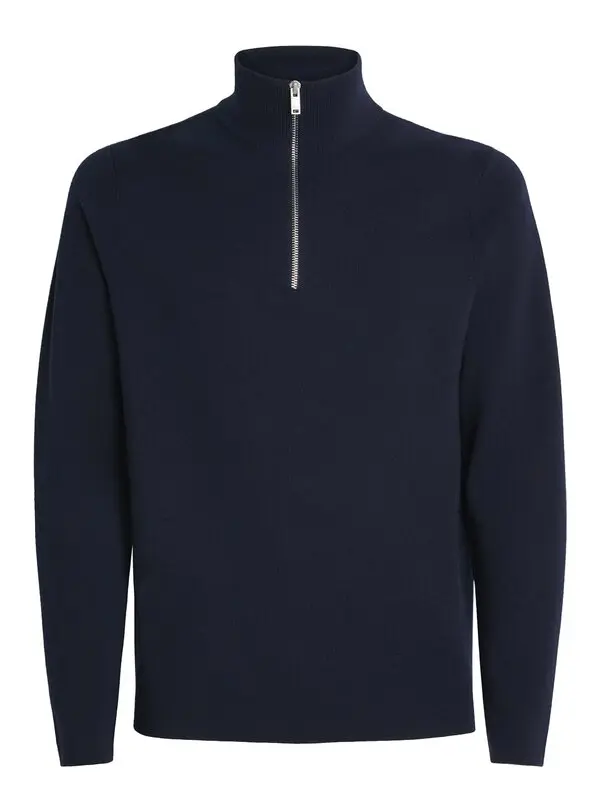 Sandro Wool Zip Sweater - Blue
