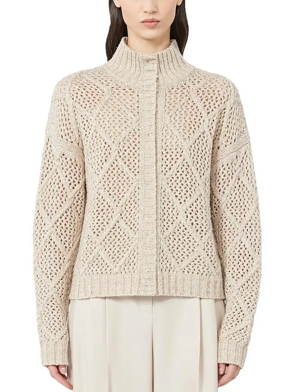 MAX MARA STUDIO Diamond Knit Sequin Cardigan - Beige