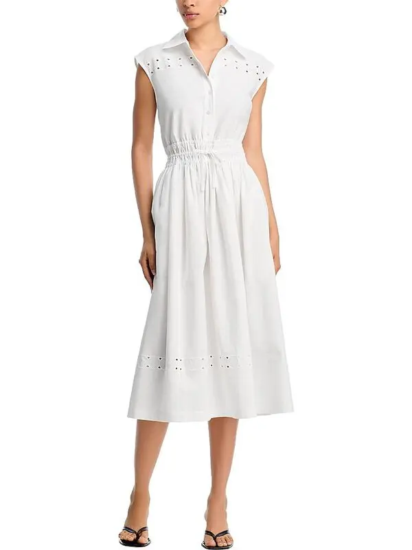 Derek Lam 10 Crosby Nikita Cotton Poplin Eyelet Midi Dress - White