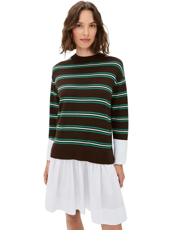 SIMONMILLER Pip Poplin Combo Dress - Brown/zingy Green Stripe & Mac