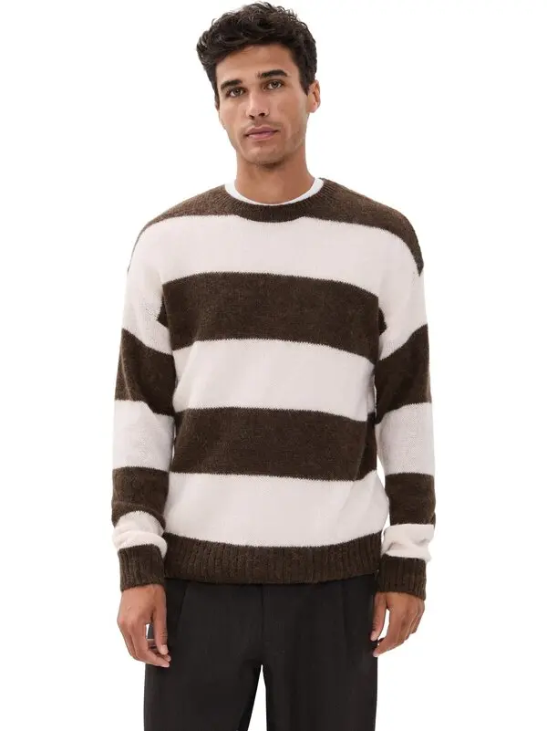 Closed Stripe Crewneck Jumper - Espresso Brown