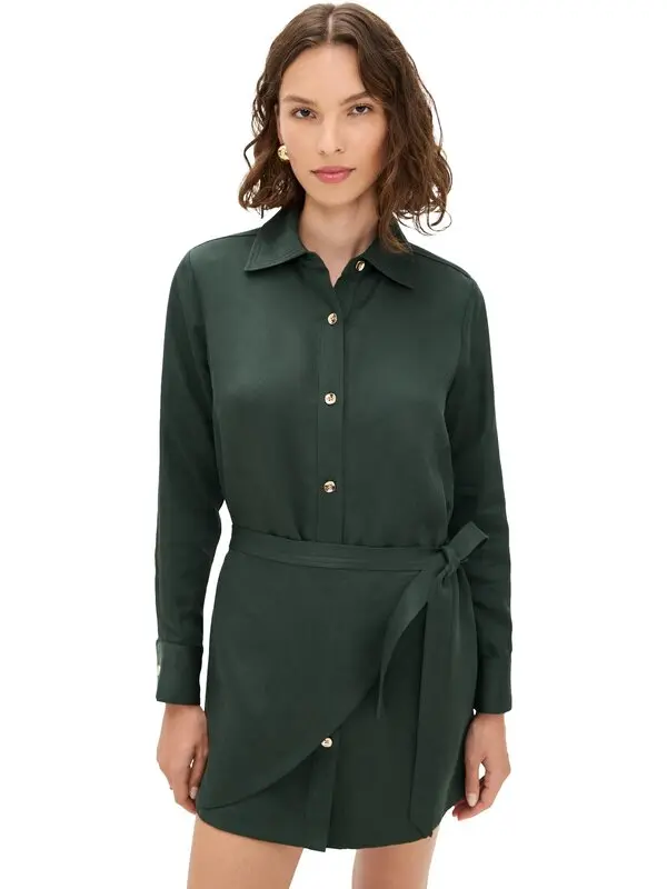 HEVRON Triva Mini Wrap Dress - Deep Forest