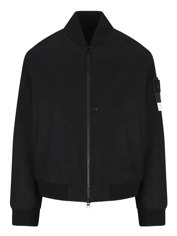 Stone Island Wool Blend Bomber Jacket - Black