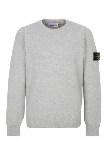 Stone Island Crew Neck Logo Sweater - Gray