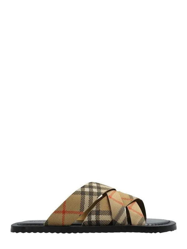 Burberry Pavillion Check Printed Sandal - Beige