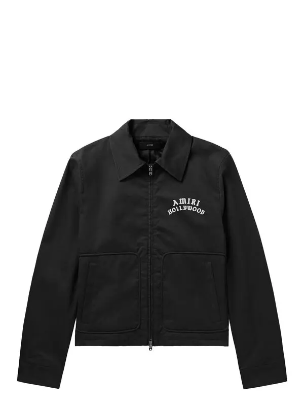 Amiri Logo-flocked Cotton-blend Blouson Jacket - Black