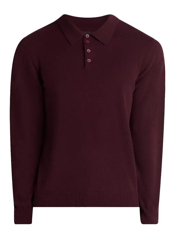 Giorgio Armani Cashmere Knit Polo Sweater - Solid Blue Navy