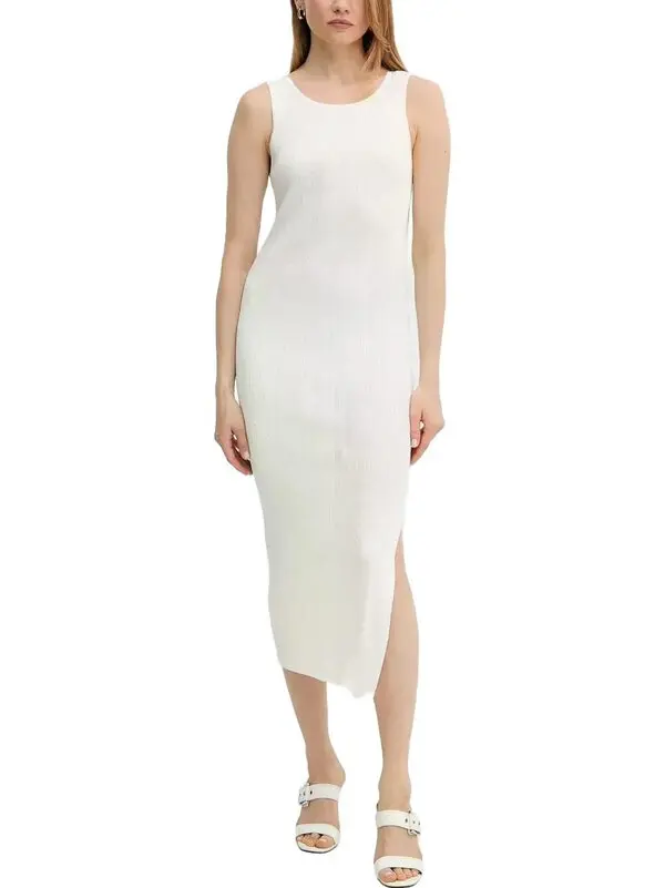 Guess Midi Ribbed Open-back Dress - White