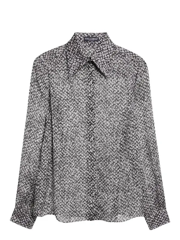 Dolce & Gabbana Bouclé Print Silk Chiffon Button-up Shirt - Hh5qr Boucle Bco/nero