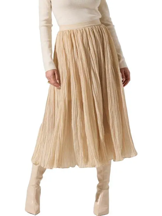 Astr The Label Salome Pleated A-line Midi Skirt - Cream
