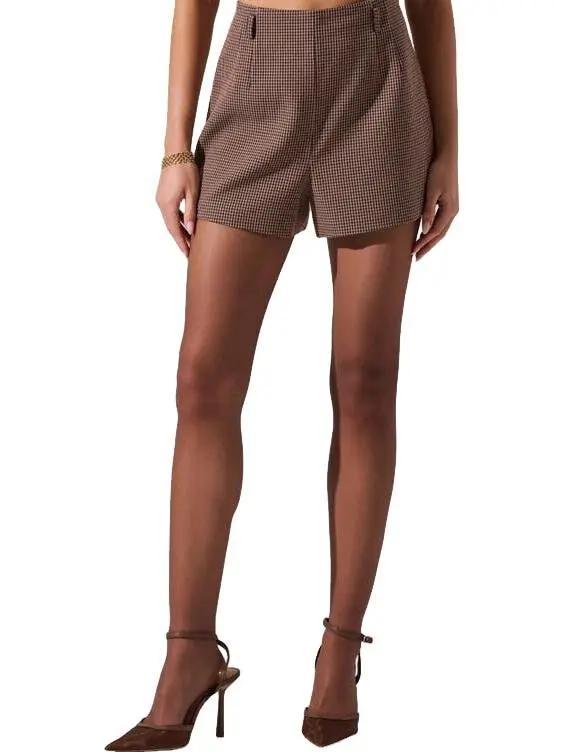 Astr The Label Gisselle Plaid Shorts - Brown Wine Plaid