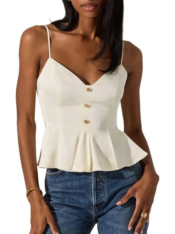 Astr The Label Paislee Satin Peplum Top - Cream