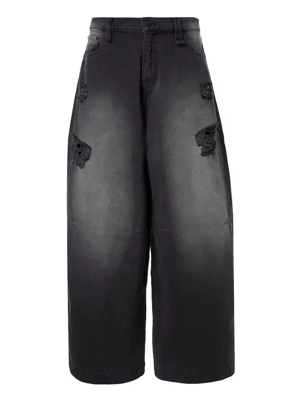 Simone Rocha Distressed Wide-leg Jeans - Black