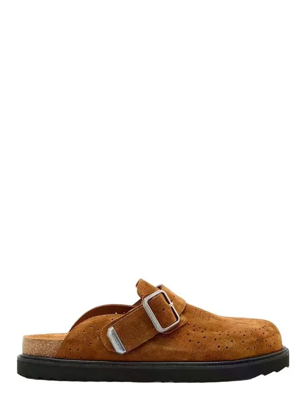 All Saints Perforated Buckled Mules - Brown