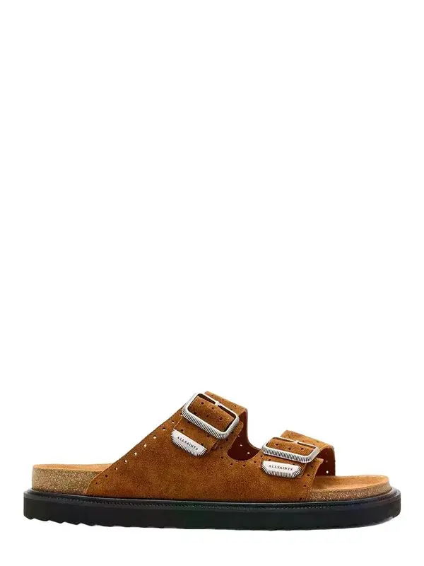 All Saints Double-buckle Perforated Sandals - Brown