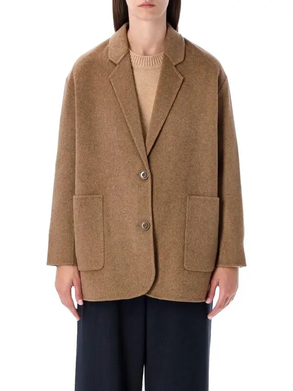 SESSUN Camel Wool Jacket With Patch Pockets - Alpaga