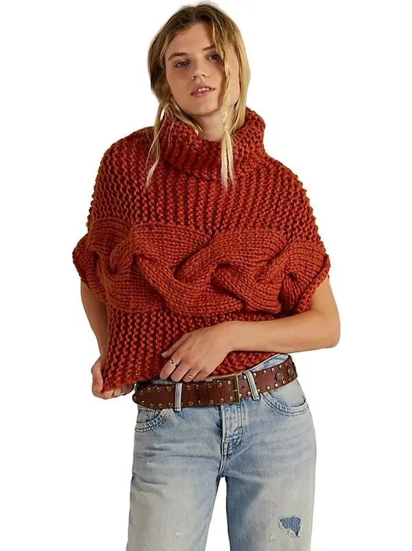 NIGEL PRESTON Short-sleeve Turtleneck Sweater - Burnt Orange