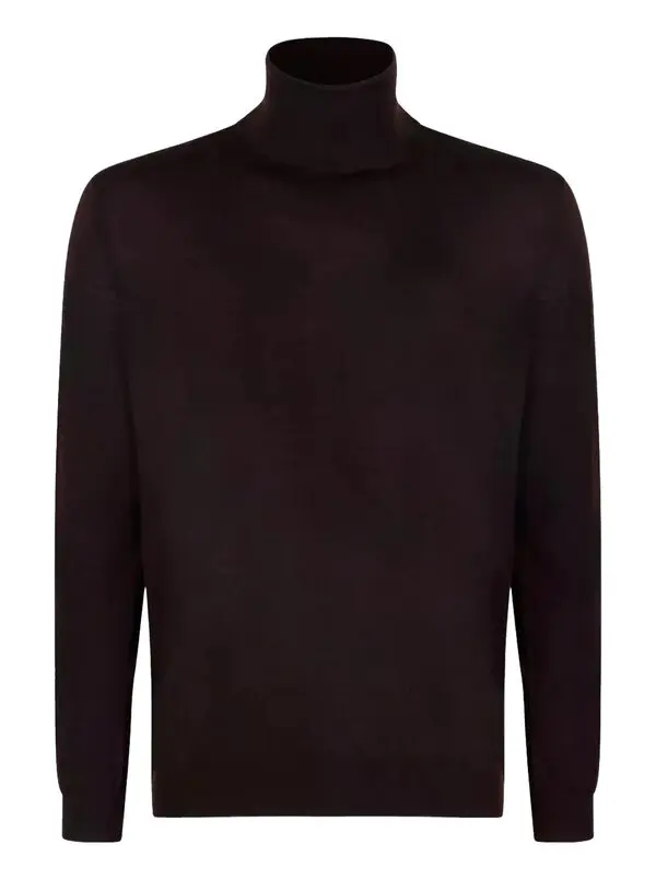Malo Virgin Wool Turtleneck Sweater - Brown