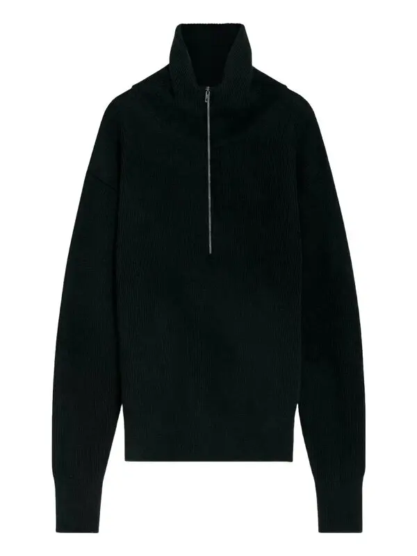LEMAIRE Ribbed Half-zip Sweater - Black