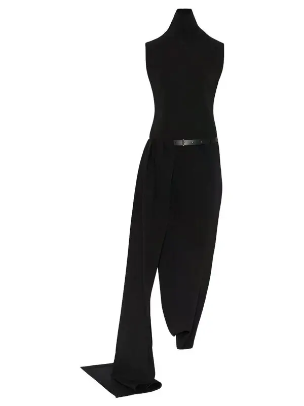 Jean Paul Gaultier Draped Belted Midi Dress - Black