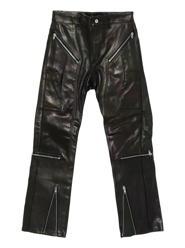 Rick Owens Zip-detailed Leather Trousers - Black