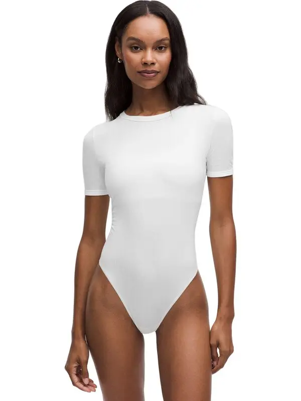 Lululemon Stretch Cotton Ribbed Short-sleeve Bodysuit - White
