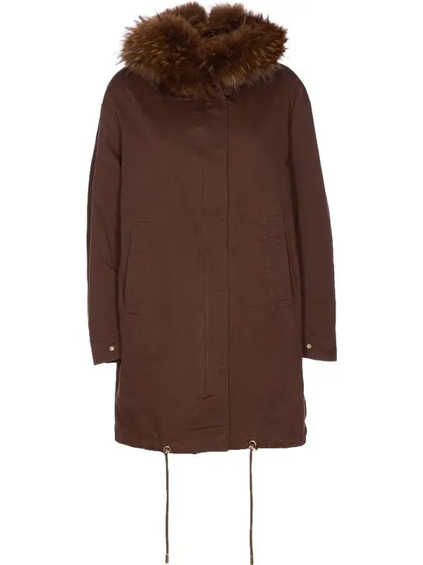 SWORD 6.6.44 Hooded Jacket With Faux Fur Details - Brown