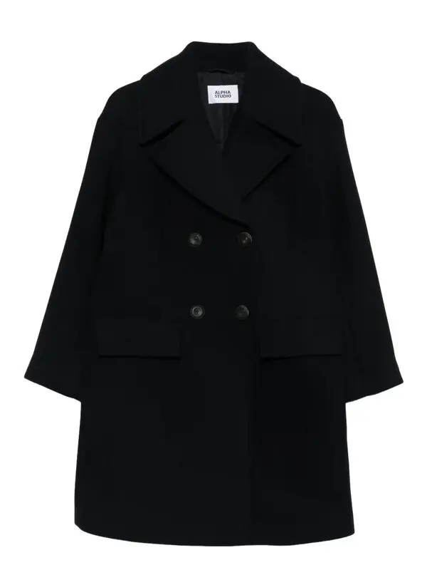 Alpha Studio Double-breasted Coat - Blue