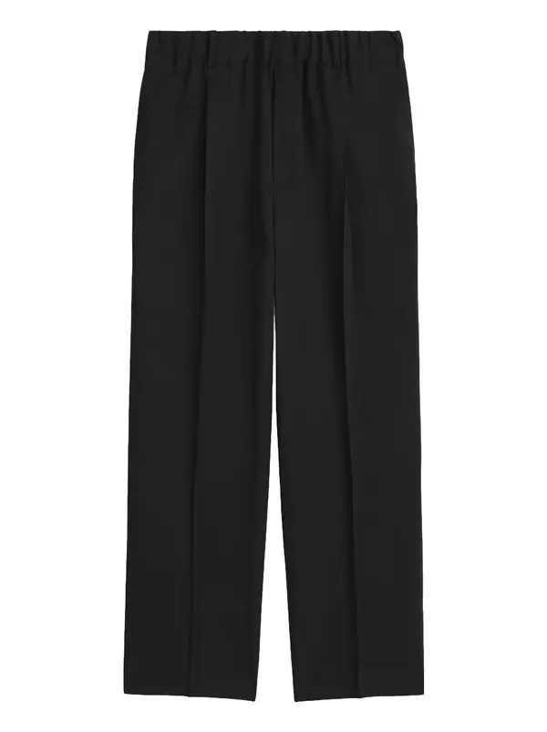 Cos Wool-twill Pleated Elasticated Pants - Black