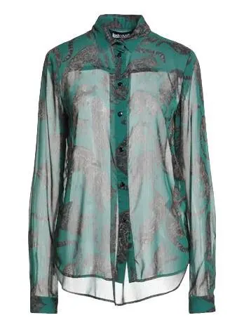 Just Cavalli Crepe Shirt With Brand Logo - Green