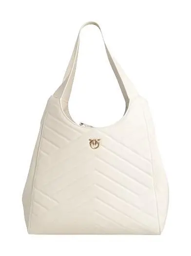 Pinko Calfskin Leather Shopper Bag - White