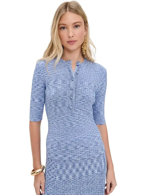 Zimmermann Mouline Short Sleeve Top - Blue Multi