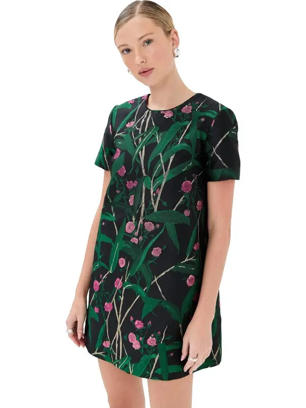 La DoubleJ Mini Swing Floral Jacquard Dress - Bamboo Jacquard