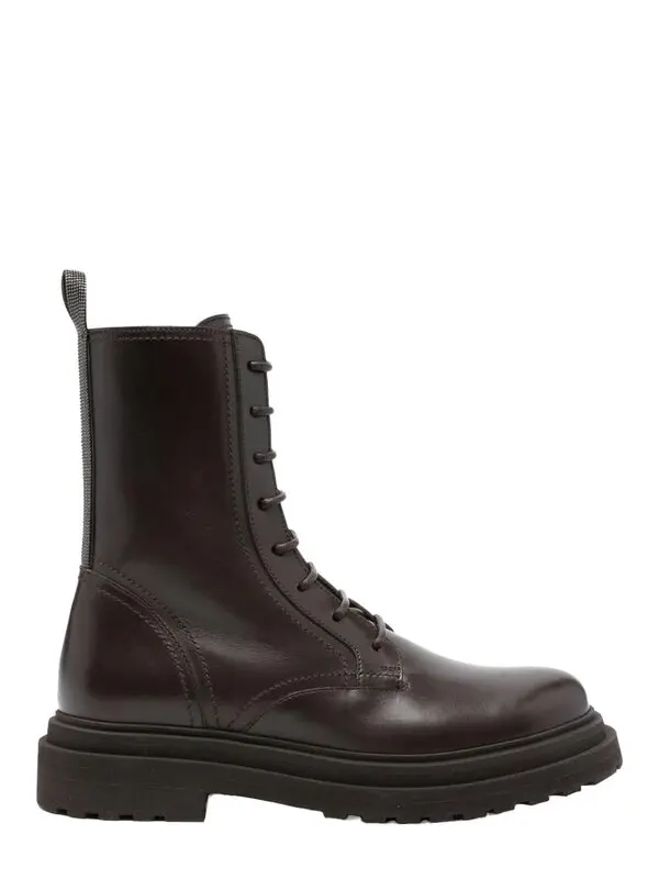 Brunello Cucinelli Leather Biker Boots - Brown