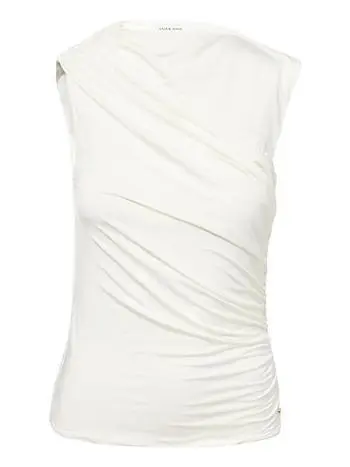ANINE BING Lucia Ruched Stretch-woven Top - Ivory