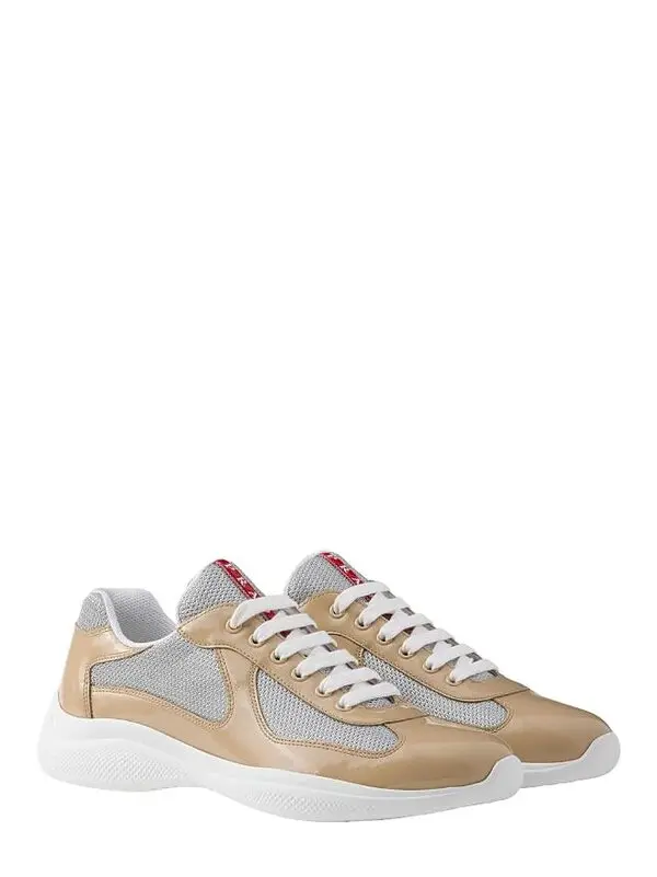 Prada Patent Leather And Technical Fabric America's Cup Sneakers - Neutral