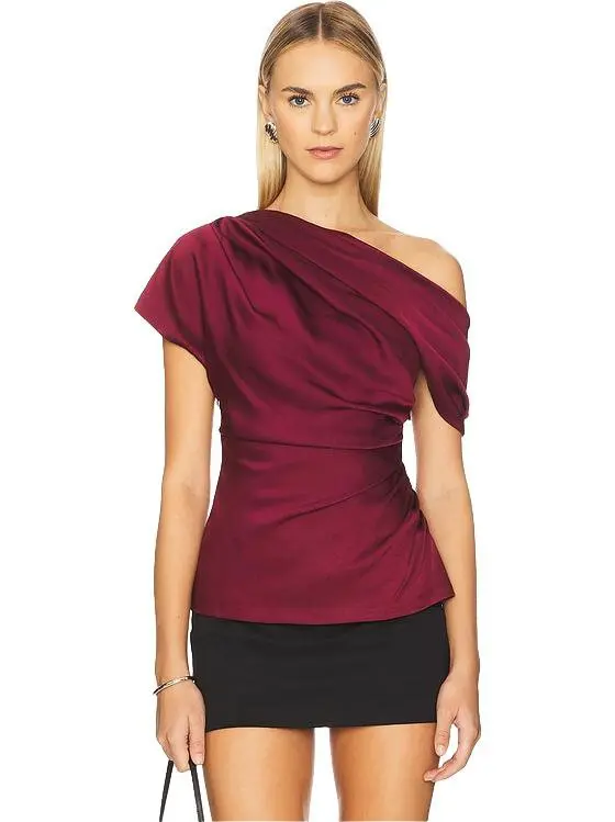 Simkhai Phoebe Draped Top - Cranberry