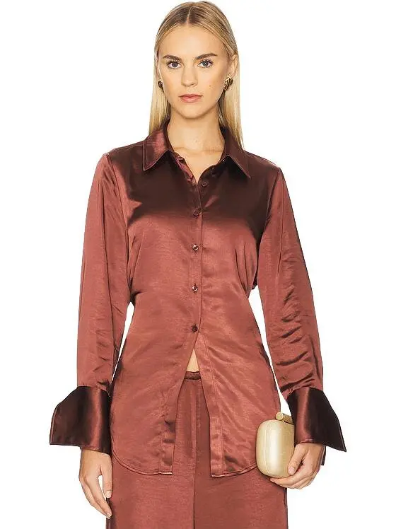 SIMONMILLER Loch Satin Button-up - Choco Brown
