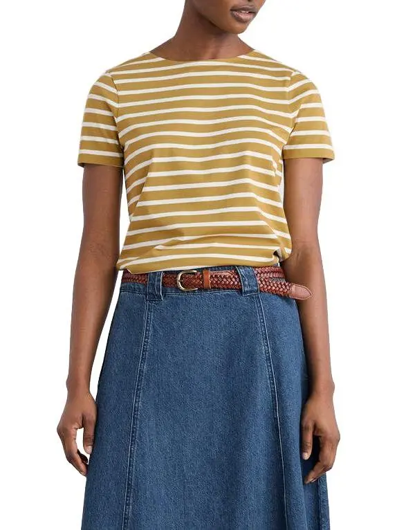 SEASALT CORNWALL Sailor Stripe Organic Cotton T-shirt - Breton Pear