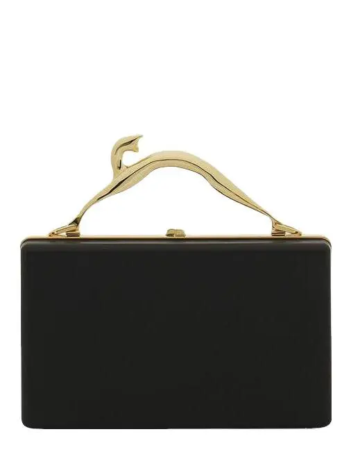 LANVIN Fusion Cat Leather Clutch Bag - Black