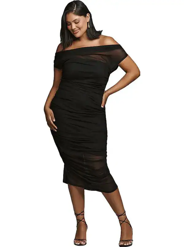 anthropologie black cocktail dress Black Lace Unlined Asymmetrical Midi Dress main image 0