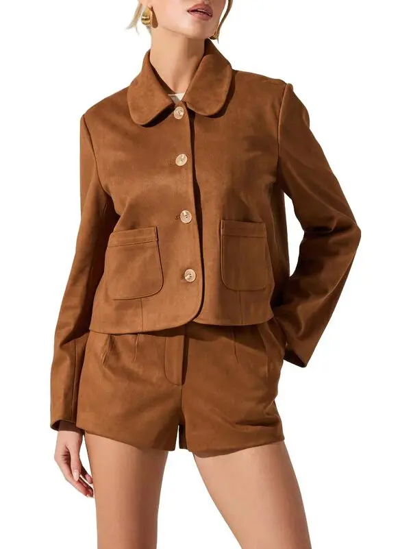 Astr The Label Faux Suede Jude Jacket - Camel