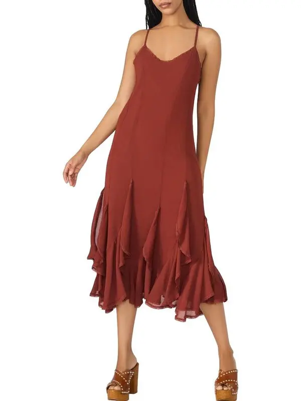 Steve Madden Inari Ruffle Midi Dress - Dusty Brick