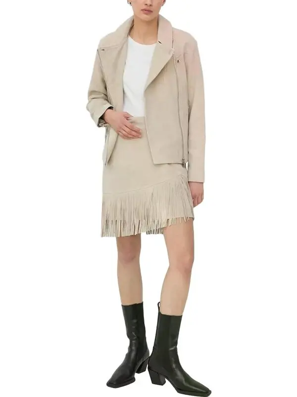 BRUUNS BAZAAR Suede Leather Jacket - Neutrals