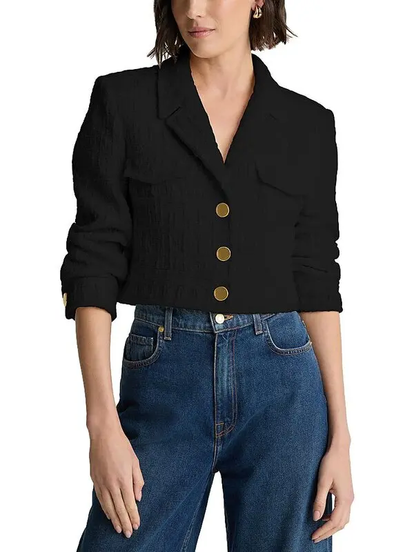 St. John Textured Plaid Jacket - Black