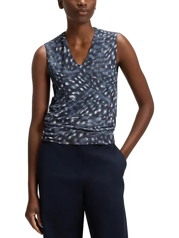 Hugo Boss V-neck Printed Matte Jersey Top - Open Misc