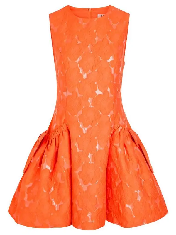 SISTER JANE Floral-jacquard Cotton-blend Mini Dress - Orange