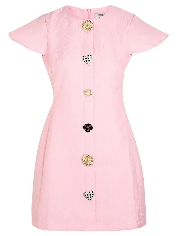 SISTER JANE Floral-jacquard Woven Mini Dress - Pink
