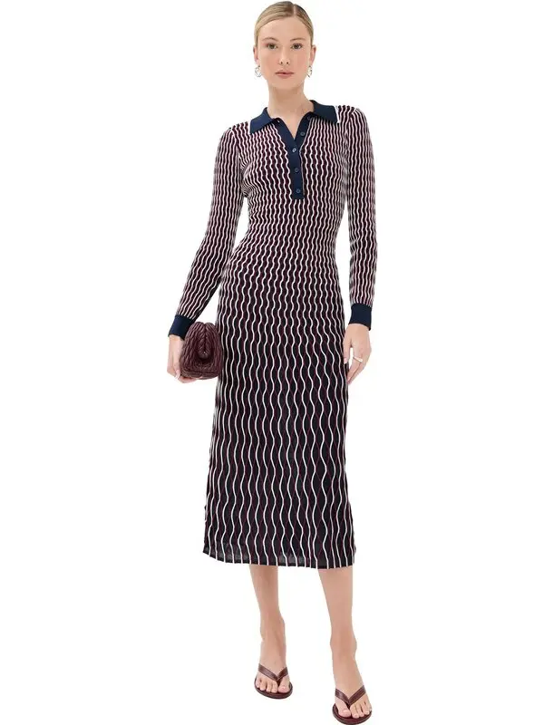 Simkhai Kassidy Polo Midi Dress - Cranberry Multi