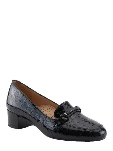 SPRING STEP SHOES Enda Croc-embossed Loafer - Black Croco Patent